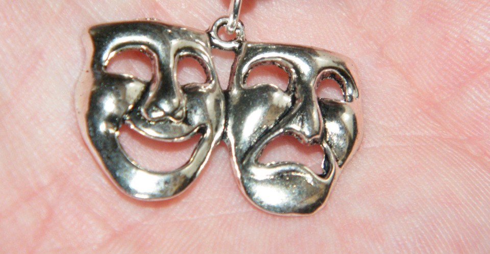 Comedy Tragedy Masks Necklace Theater THESPIAN Silver Actors Charm 24 ...