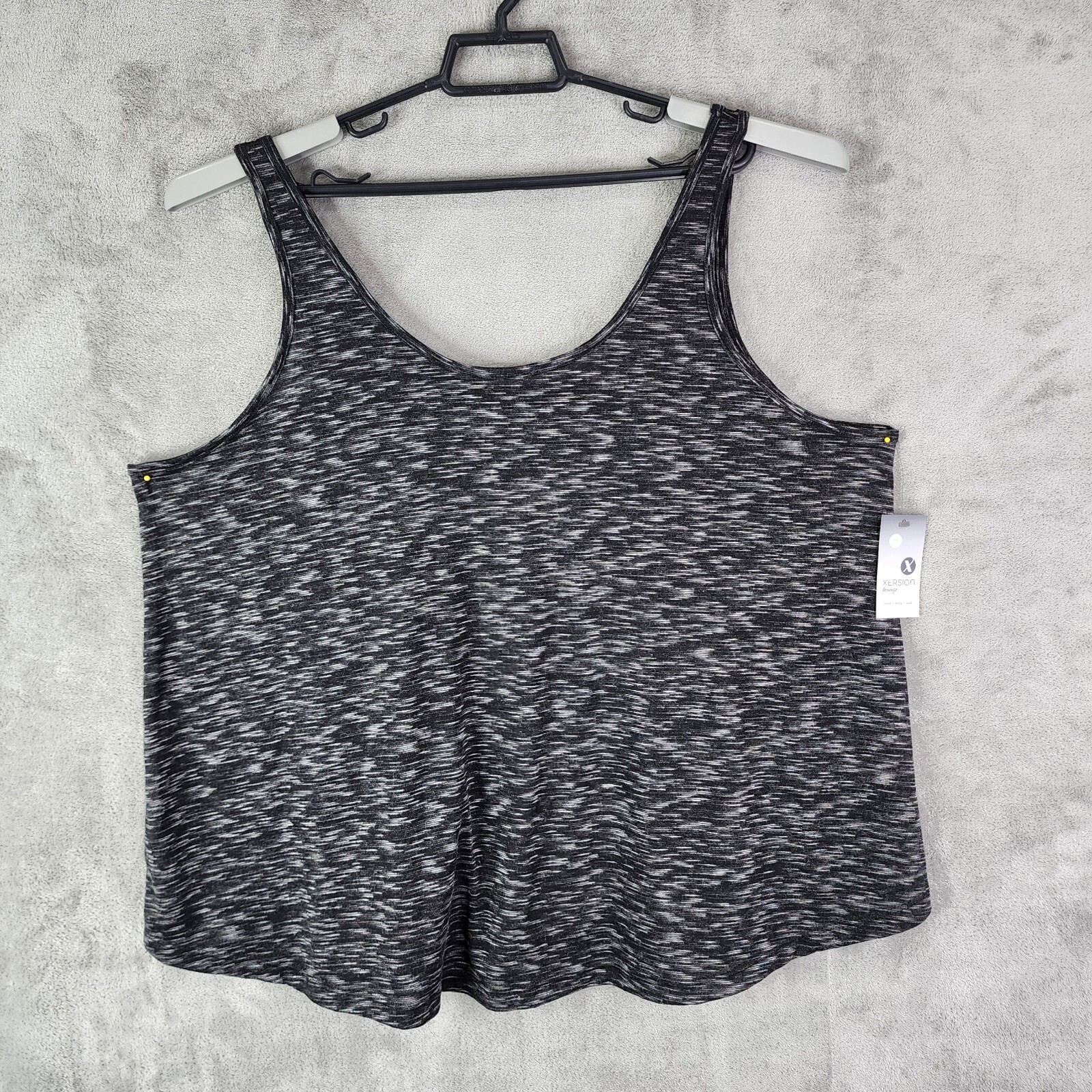Womens Xersion Lounge Tank Top Shirt Heathered Gray Black Loose Fit ...