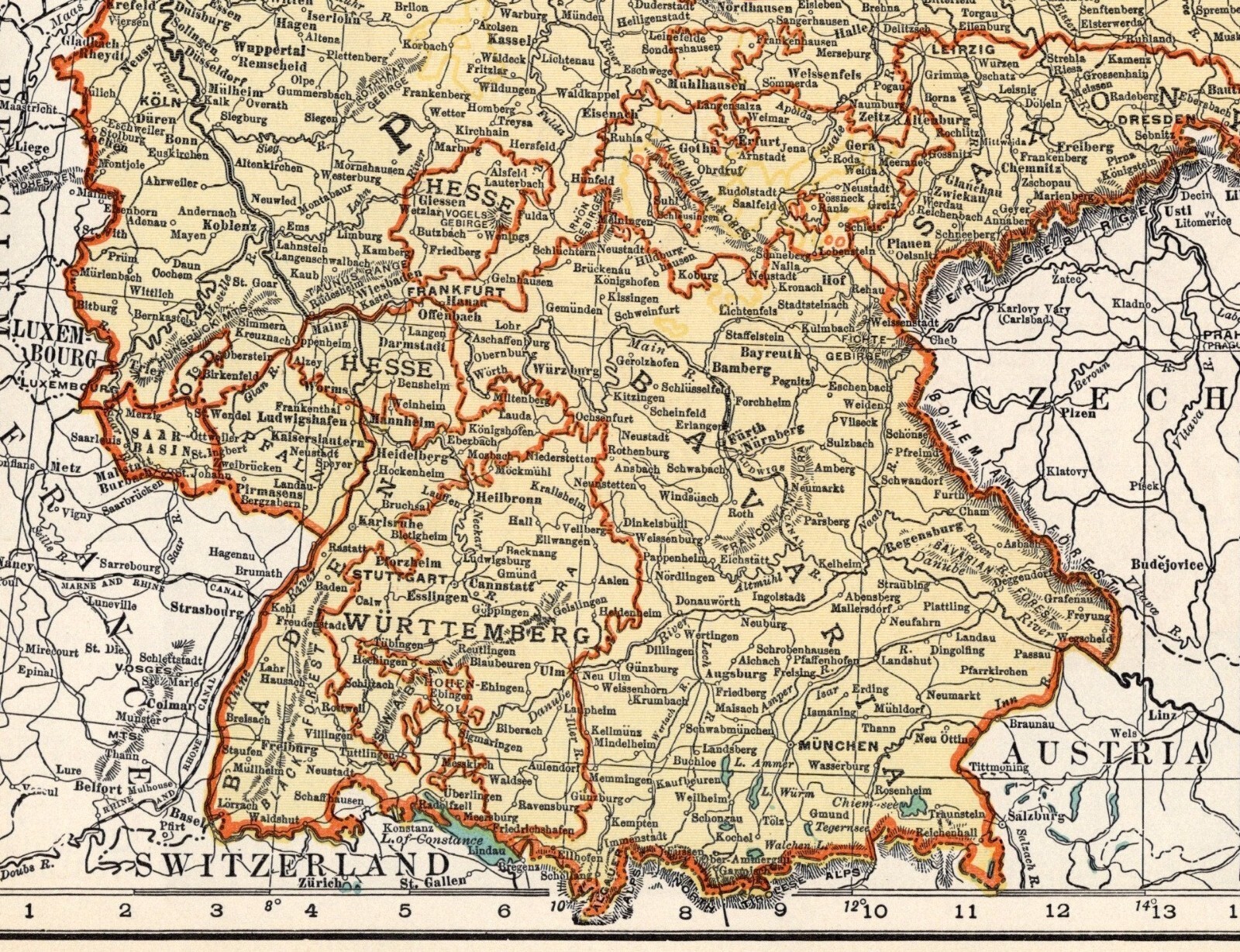 1936 Antique Germany Map Vintage Map of Germany Europe Wall Decor 1824 ...