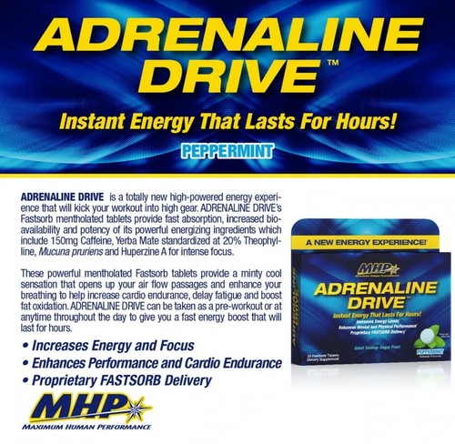 MHP Adrenaline Drive 30 Fastsorb Tablets Energy Pre Workout ...
