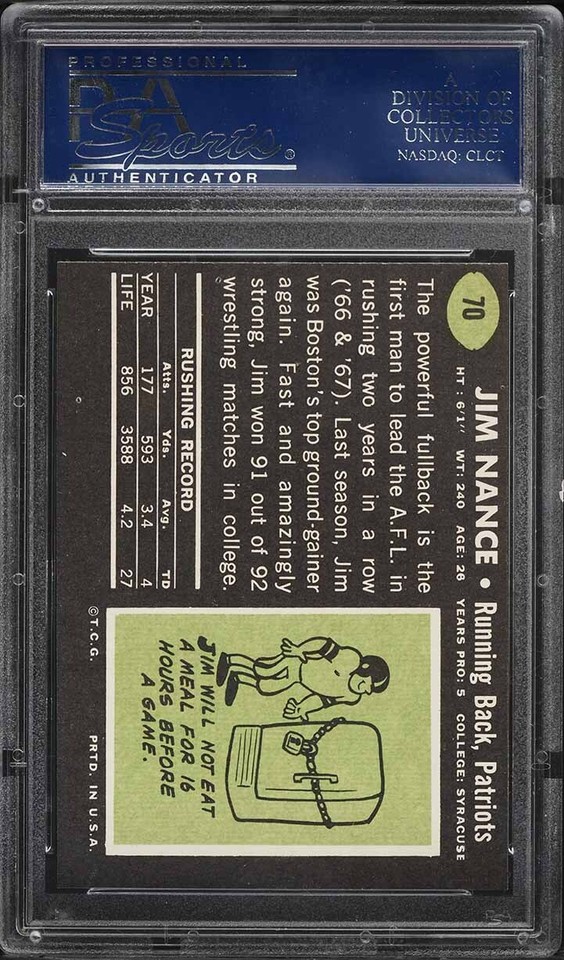 1969 Topps FB Card # 70 Jim Nance Boston Patriots PSA 8 NM-MT | eBay