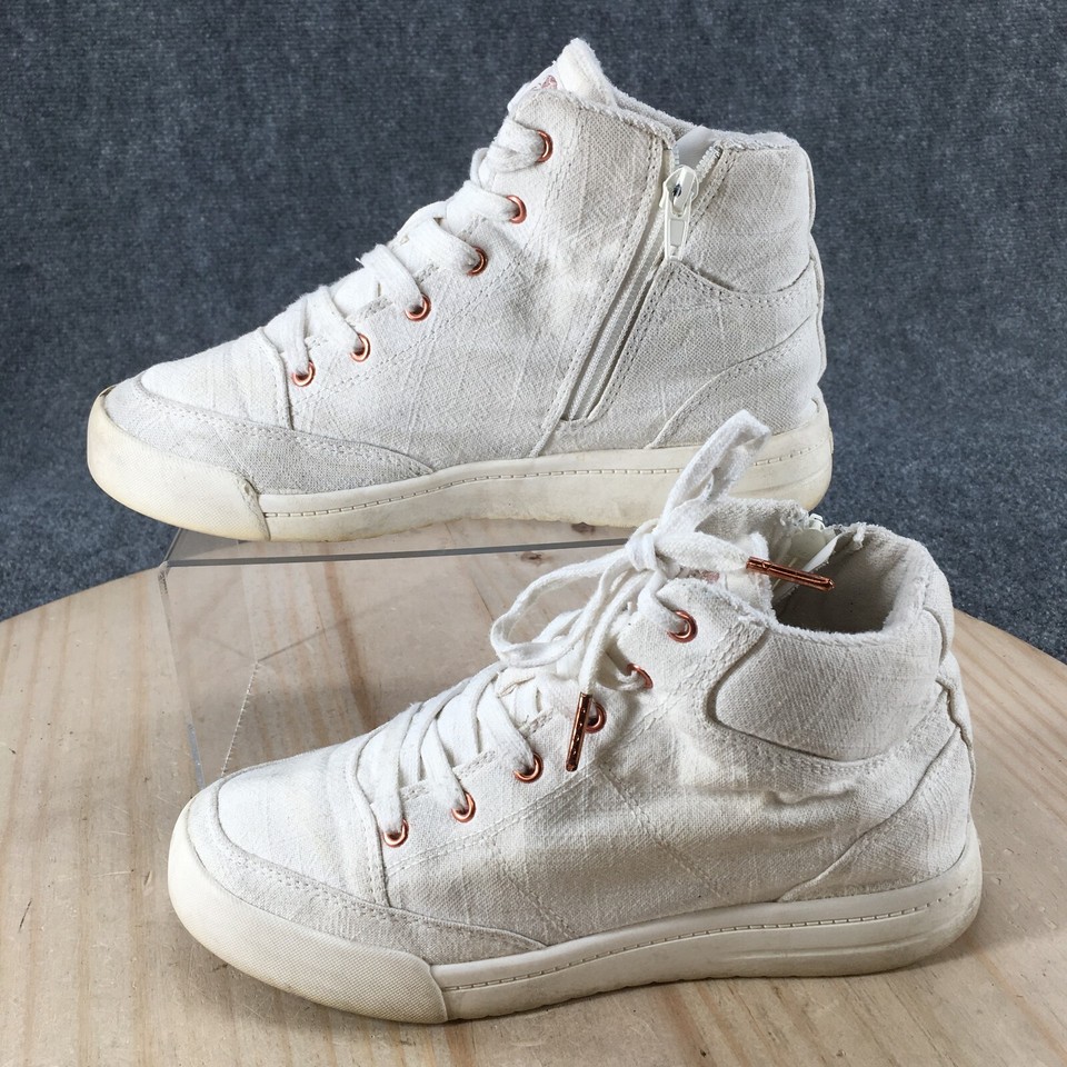 Roxy Surf Shoes Womens 8 High Top Wedge Sneakers White Fabric Lace Up ...