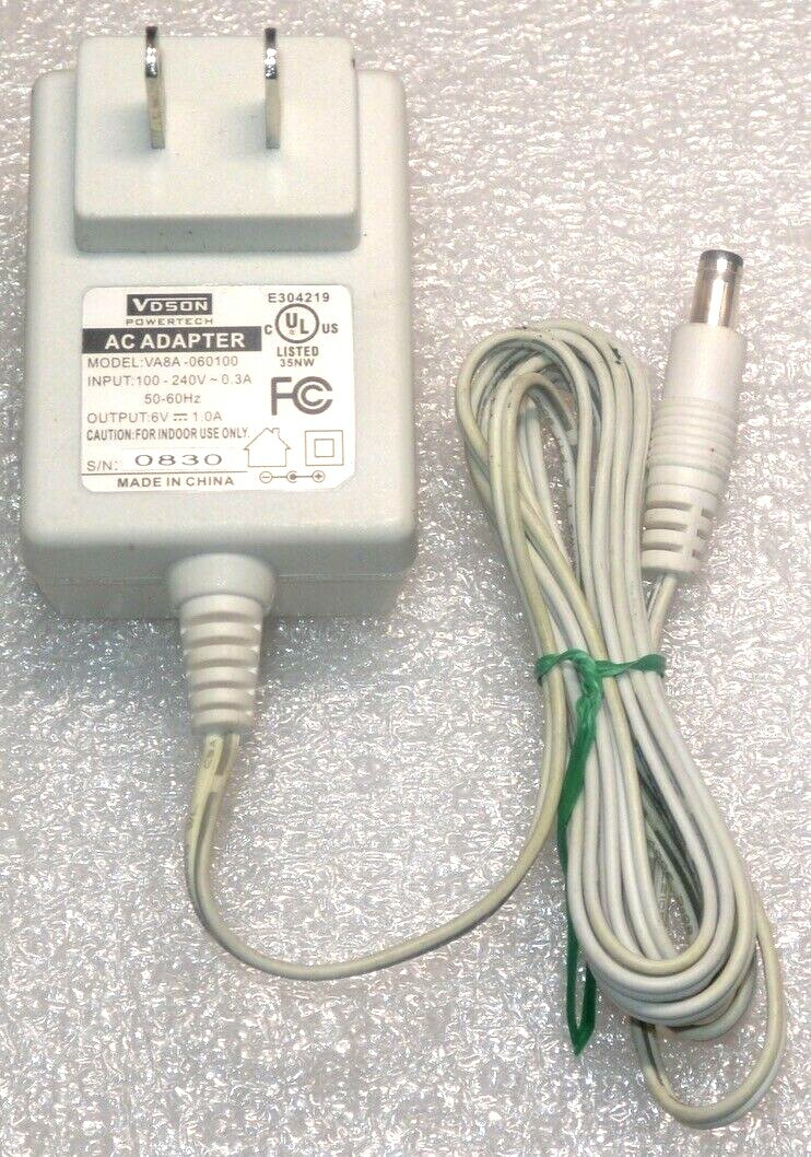 VDSon Powertech Power Supply Adapter Model: VA8A-060100 Output: 6V 1.0A ...