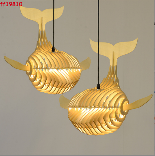 Wooden Fish Ceiling Fixtures Dinging Room Restaurant Pendant Light ...