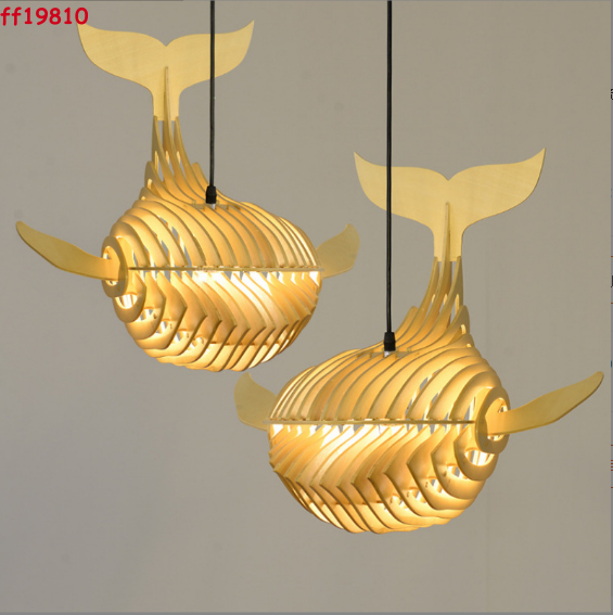Wooden Fish Ceiling Fixtures Dinging Room Restaurant Pendant Light ...