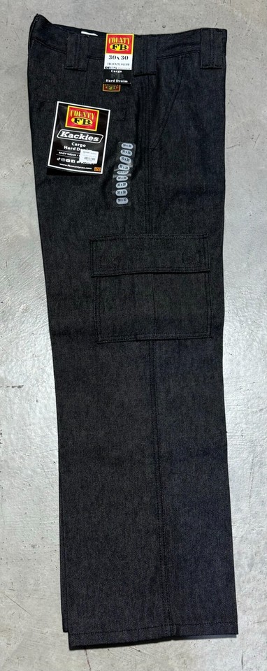 FB County Kackies Pant Pants Black Denim Cargo work Casual Side Pocket ...