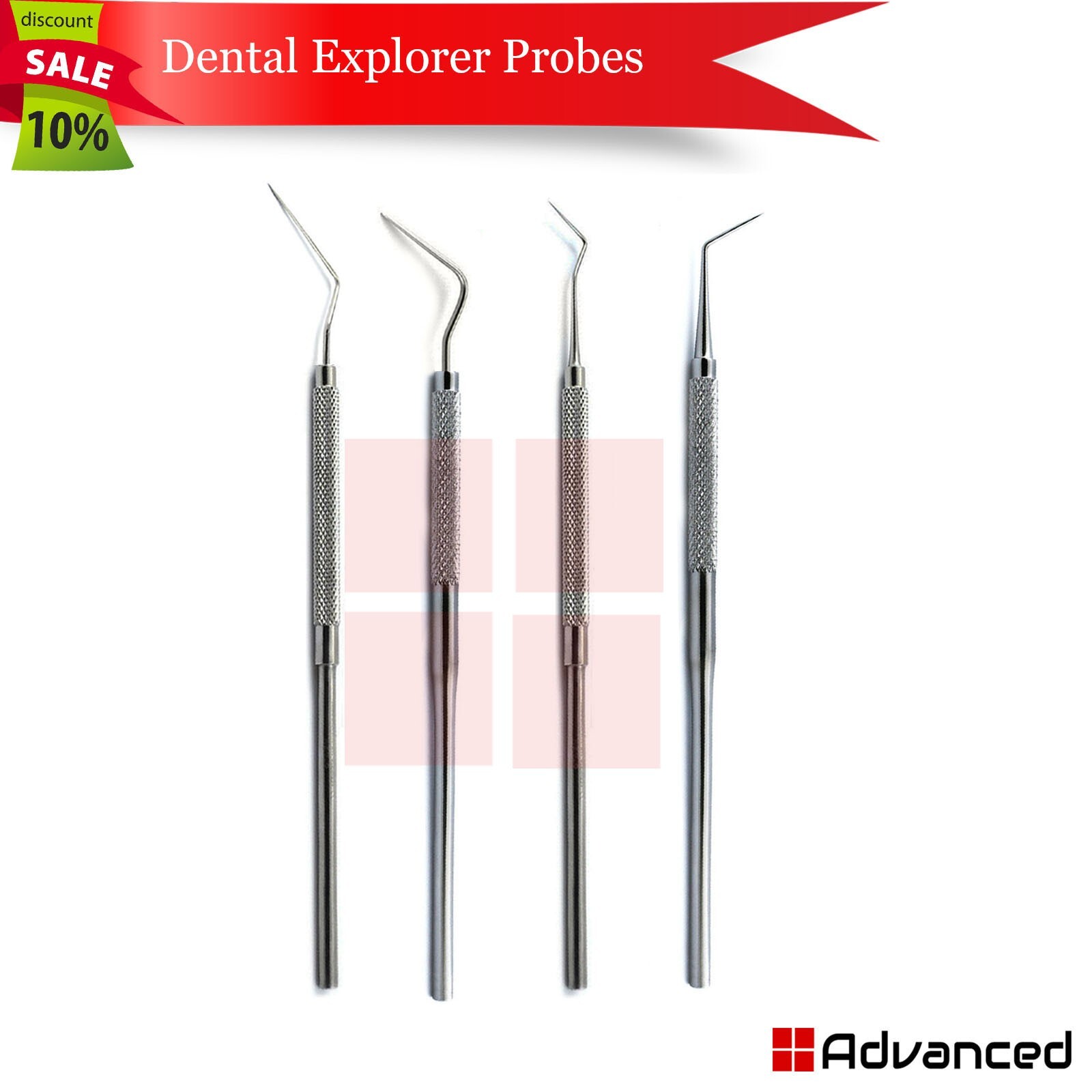 4 Pieces Dental Explorer Probes 6 & 9 Spreader 2S D11 Root Canal Scaler ...