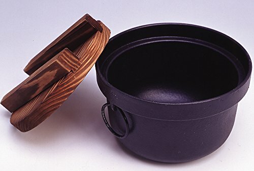 Delicious rice for 2-gou (360cc) iron pot Rice Cooker w/ wooden Lid ...