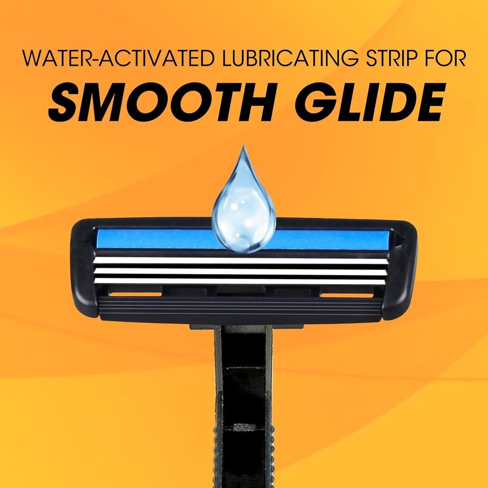 CXYARY 50 Pcs 3 Blade Disposable Razors With Clear Safety Black - 3 ...