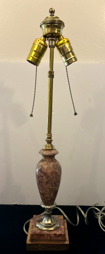 Marble Urn Table Lamp Dual-Socket Pull Chain Brass Marble Base 23.5 ...