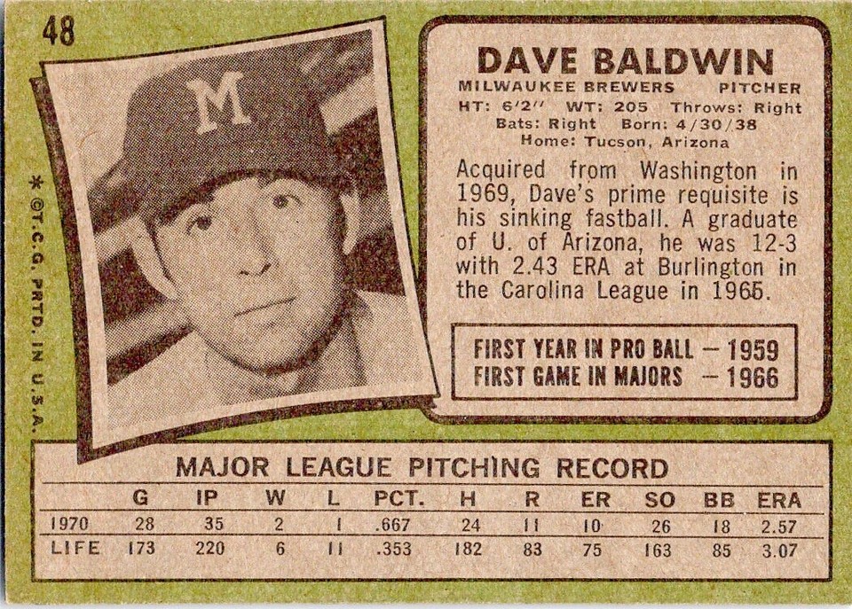 Dave Baldwin 1971 Topps #48 EX | eBay