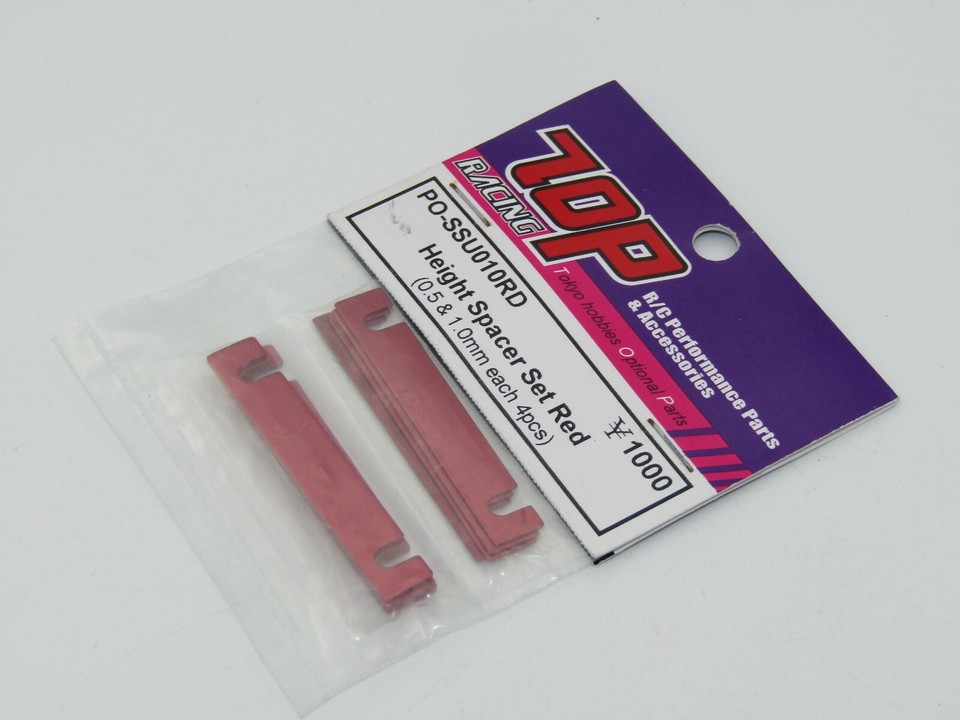 Top Racing 1/10 Touring Car Height Spacer Set (Red/0.5&1mm/4pcs ea) PO ...