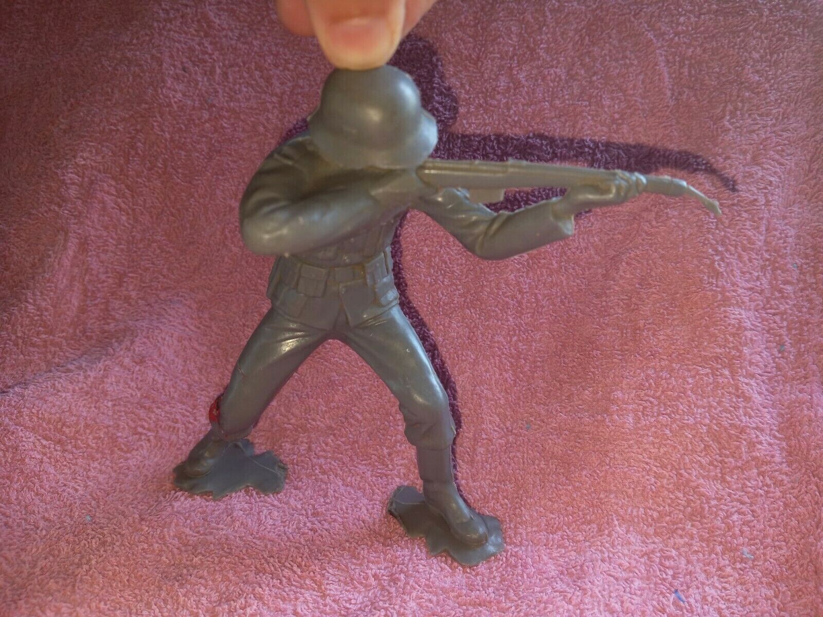 Vtg 1963 Big Army Man Figure Plastic Toy Marx 6” WWII Gray German Toy ...