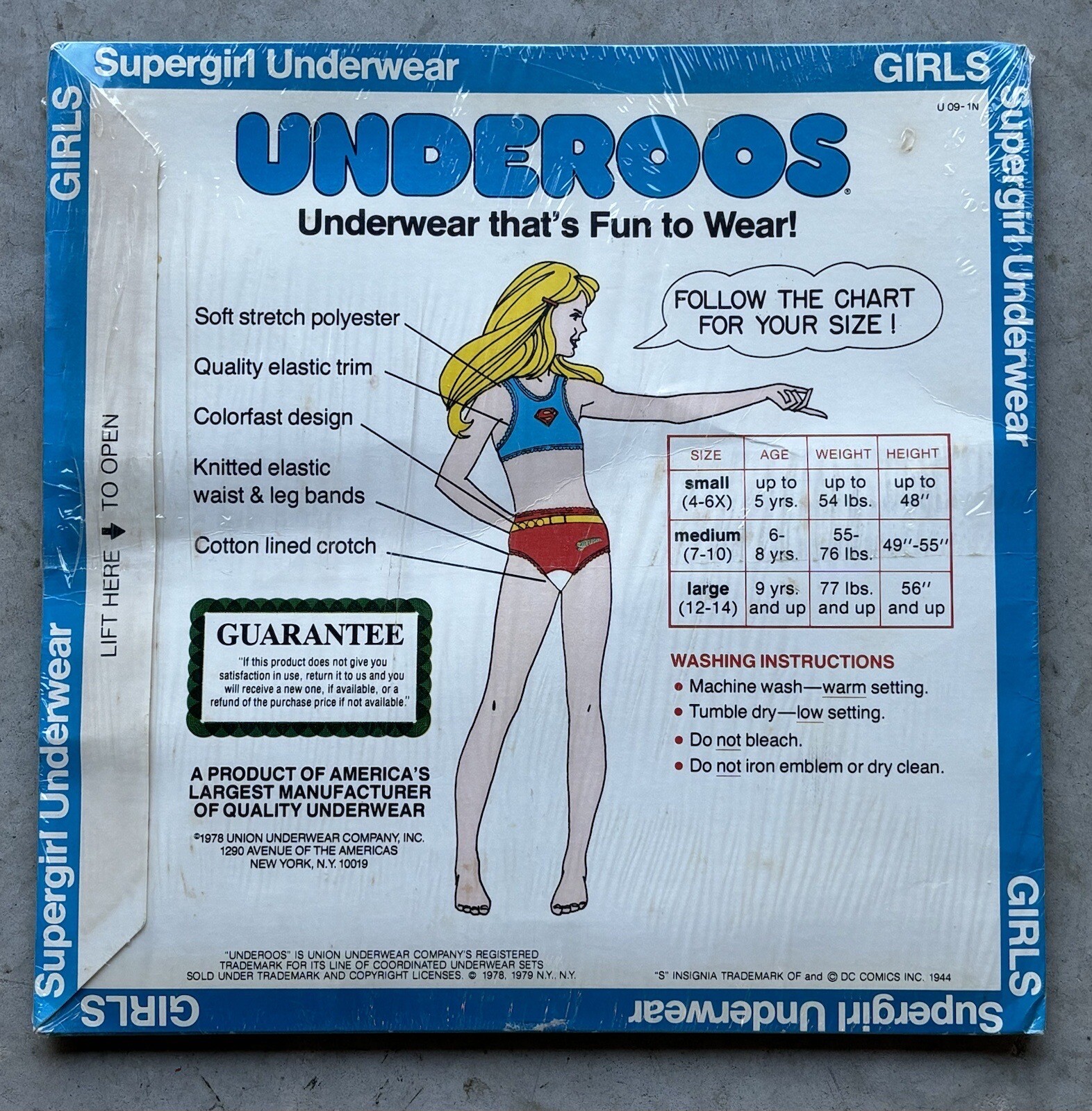 RARE Vintage Underoos supergirl 1979 unused MISB - Gem