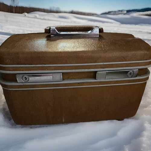 Vintage Samsonite Profile Camel Tan Brown Train Case Small Travel Carry ...