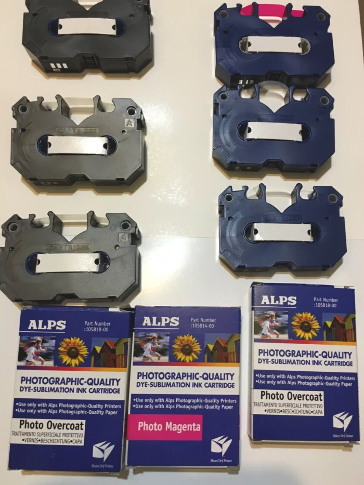 Alps MD 3 Photo Primer,2 Overcoat, 1 Magenta Printer Ink 6 Cart. Lot ...