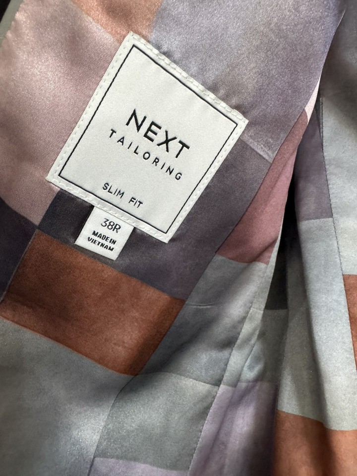 Next Two Pieces Mens Slim Fit Brown Suit. Jacket Size 38R & Trouser 32S ...