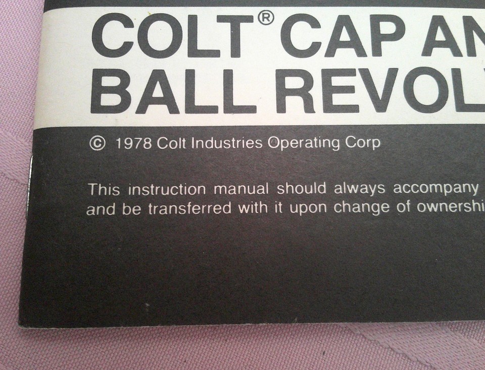 1978 COLT INSTRUCTION MANUAL for Cap and Ball Revolvers! | eBay
