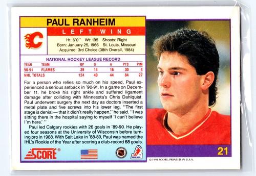 1991-92 Score American #21 Paul Ranheim | eBay