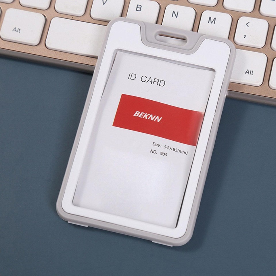 Lots Grey Meeting ID Badge Card Holder Slim Hard Card Cover Case w ...