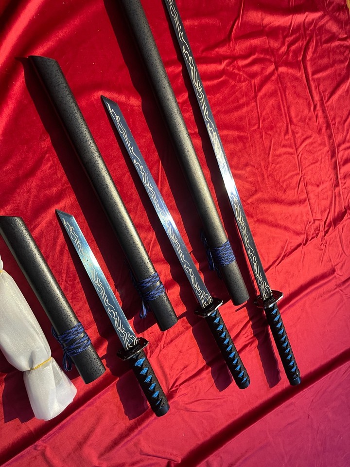 Carbon Steel Samurai Sword katana 3PC Set Katana,Wakizashi,Tanto sharp ...