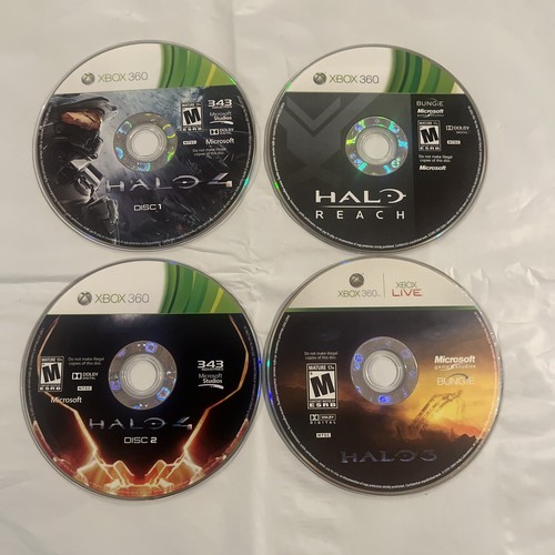 Halo 3, Halo 4, Reach Bundle Xbox 360 Disc Only Bungie Video Game Lot ...