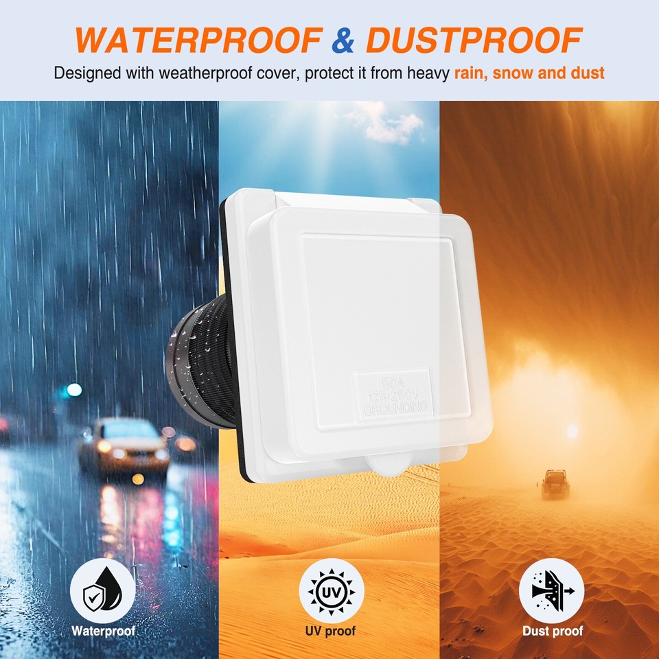 Nilight 50 AMP RV Shore Power Inlet 125/250V Twist Lock Receptacle NEMA ...