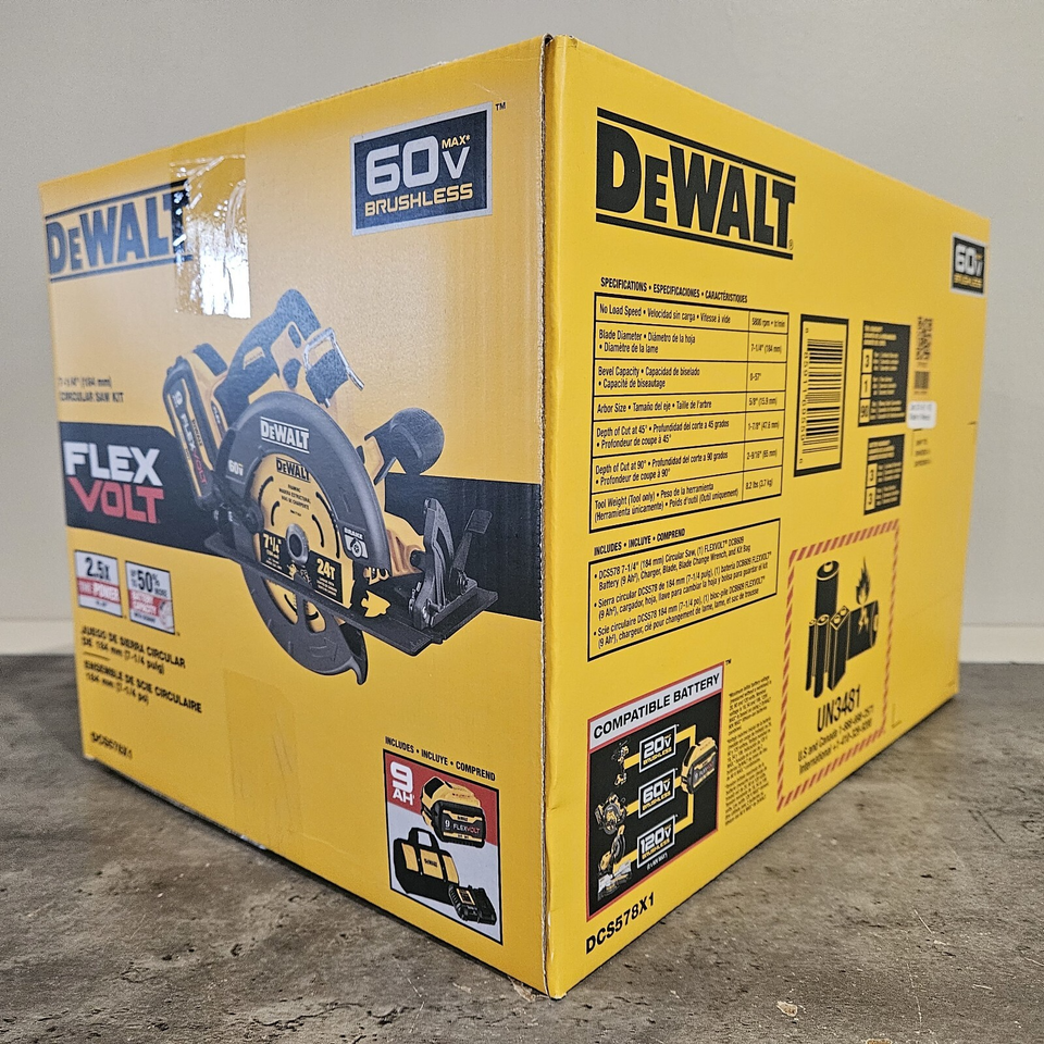 DeWALT FLEXVOLT 60V MAX DCS578X1 7-1/4" Circular Saw w/ Brake Kit - 9AH ...