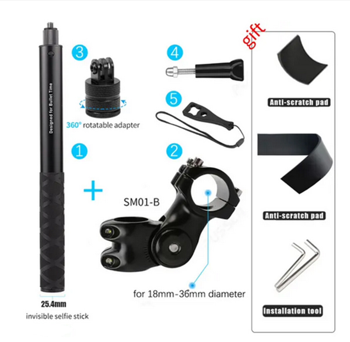 For Insta360 One R X2 X3 RS/DJI Osmo Action Camera Bicycle Mount ...