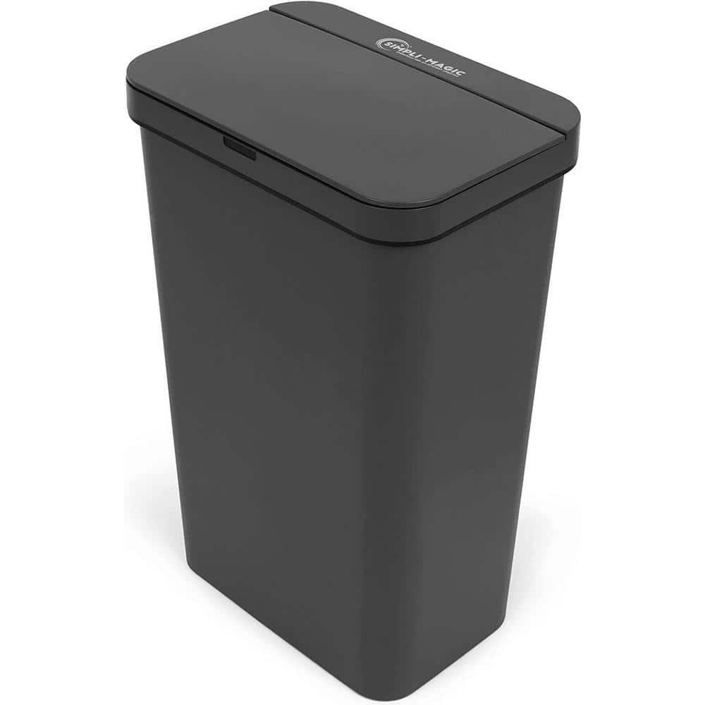 THE CLEAN STORE Trash Can 10.75"x15.5"x25" Touchless+Gray Plastic ...