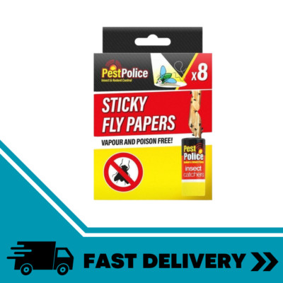 8 x Sticky Fly Papers Catcher Insects Flies Bug Mosquito Wasp Traps ...