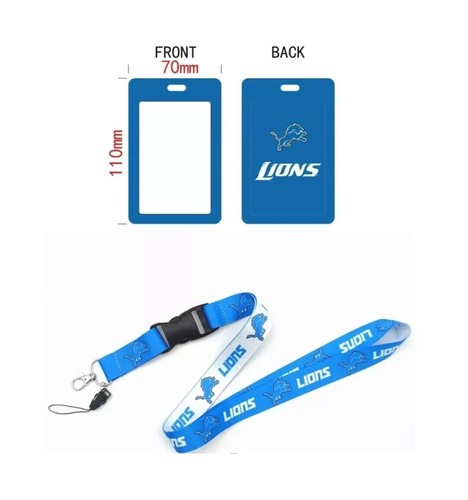 Detroit Lions Blue White LANYARD And ID Tag Holder NEW Football Fan ...