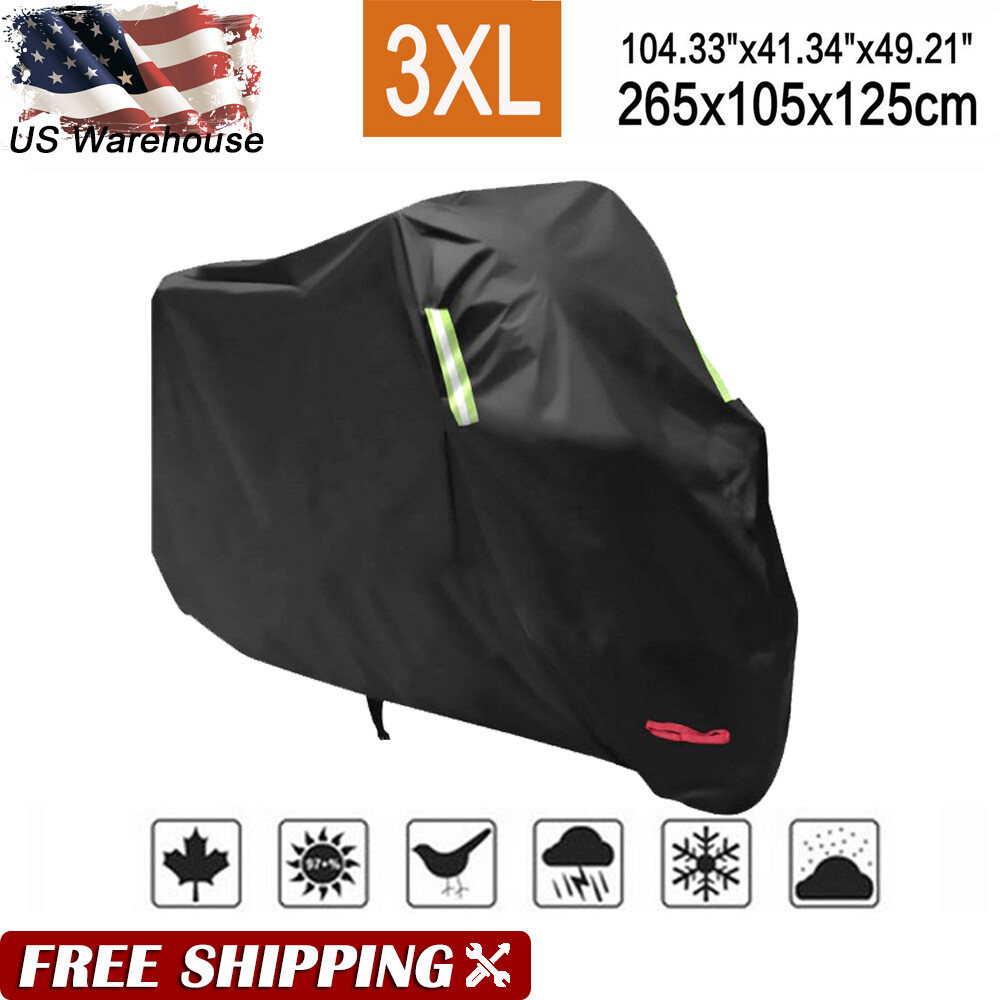 Motorcycle Cover Black 3XL Waterproof Bike Outdoor Rain Snow Dust UV ...