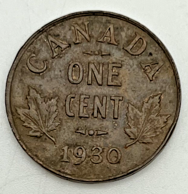 1930 Canada Small 1 Cent George V KM#28 Royal Mint Ottowa Bronze Sharp ...