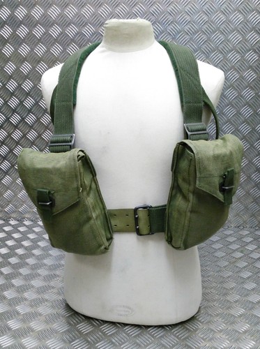 Genuine Vintage Army Webbing Set / Battle Pack Belt And Pouches Heavy ...