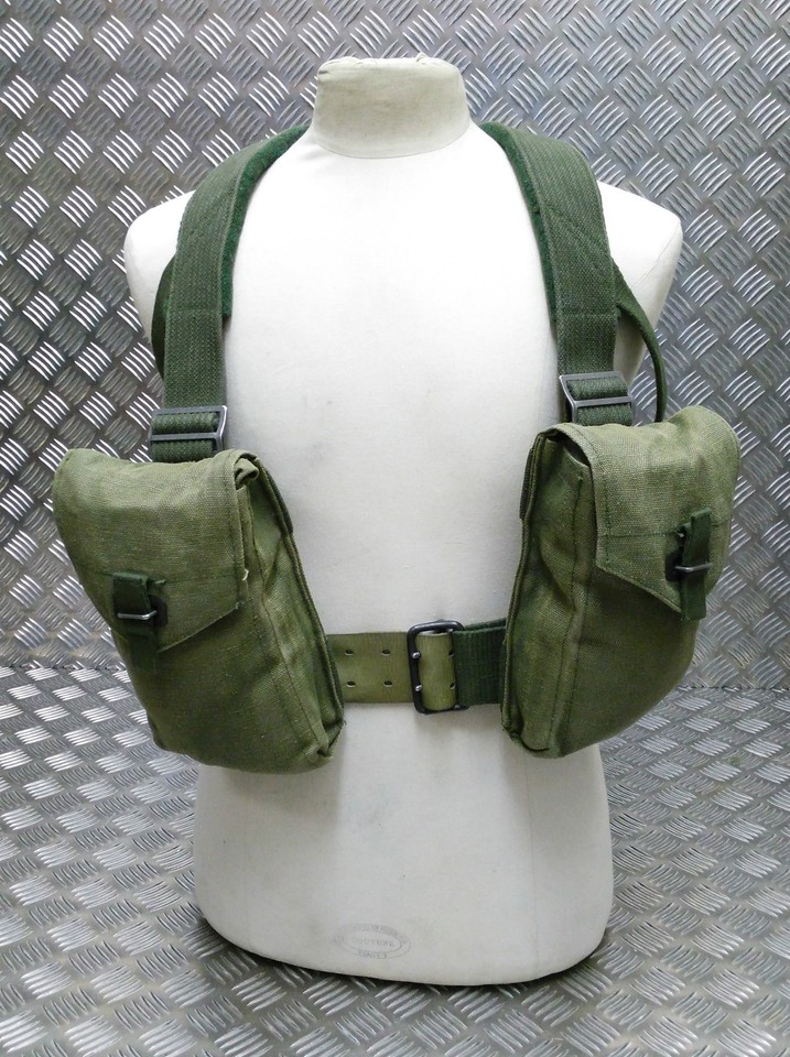 Genuine Vintage Army Webbing Set / Battle Pack Belt And Pouches Heavy ...