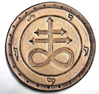 LEVIATHAN CROSS natural color GENUINE LEATHER PATCH black metal | eBay