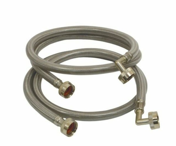 BurstProtect Stainless Steel Washing Machine Hoses 90 Degree Elbow, 6 ...