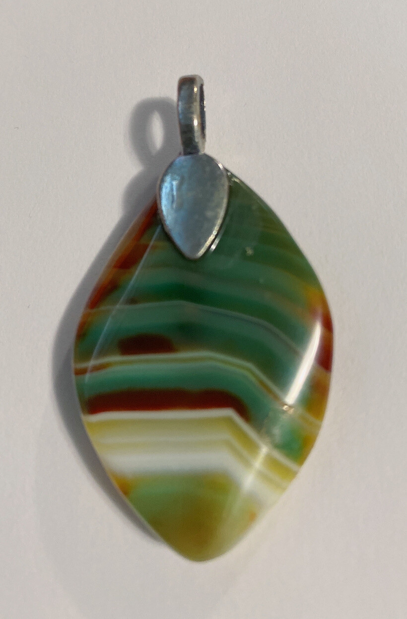 Rare Beautiful Natural Agate Gemstone Pendant 925 1.5… - Gem