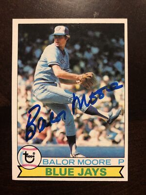 BAYLOR MOORE 1979 TOPPS AUTOGRAPHED SIGNED AUTO BASEBALL CARD 238 BLUE ...