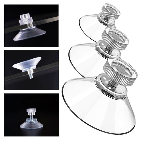 10pcs Strong Suction Cups with M4 Screw Rod Knurled Hook Clear Kitchen ...