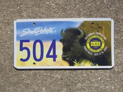 South Dakota ALPCA Souvenir License Plate Convention Buffalo Bison ...