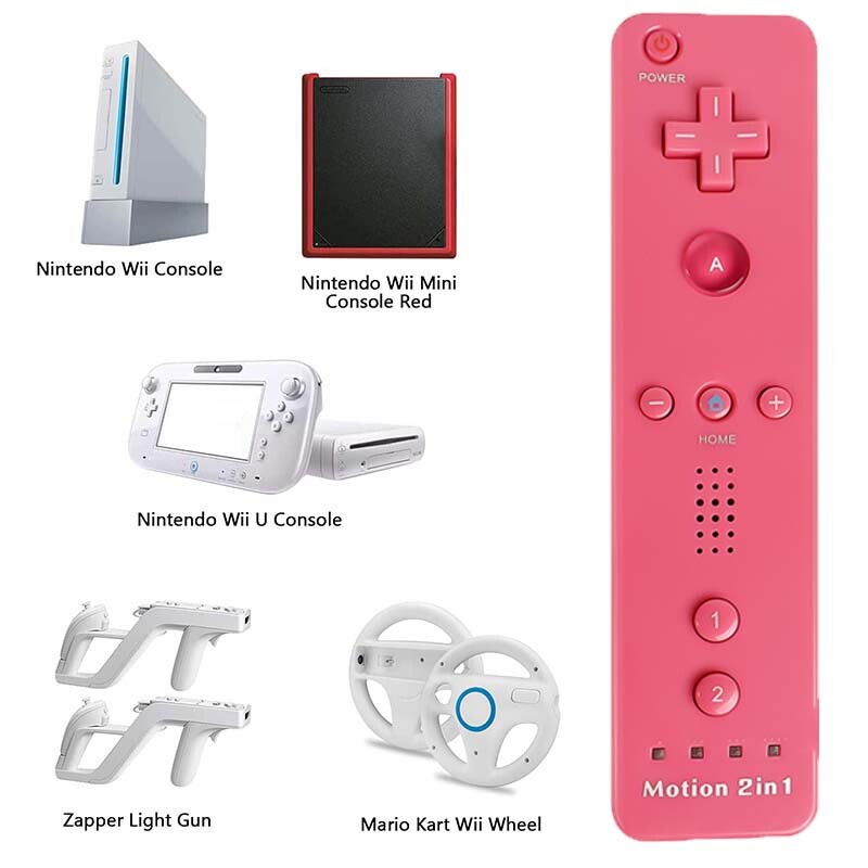 NEW Game Remote Controller Wand Pink for Nintendo Wii & Wii U motion ...