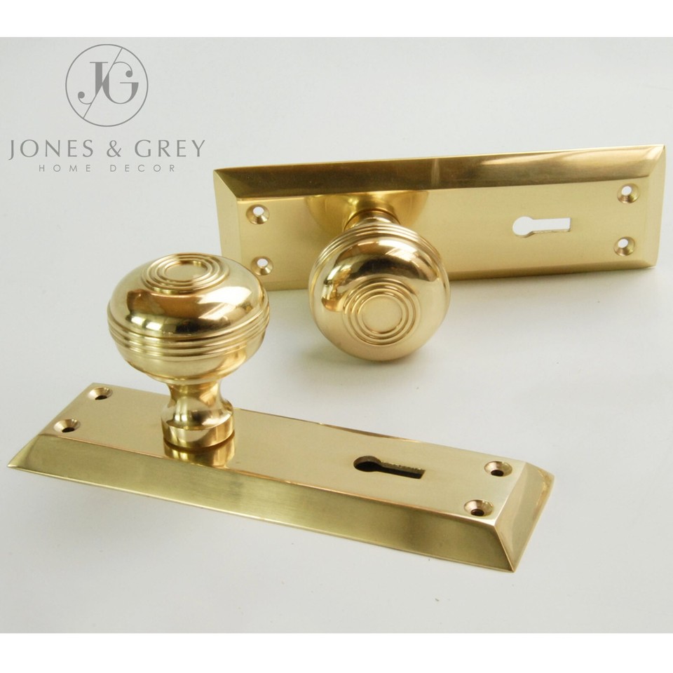 ROUND DOOR HANDLES KNOBS BELLPORT NEW YORK SOLID POLISHED BRASS LONG ...