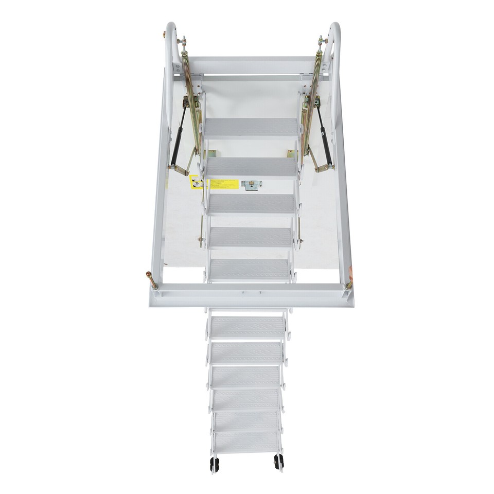 9.51-10.17ft Folding Attic Ladder 12 Steps Portable Retractable Loft ...