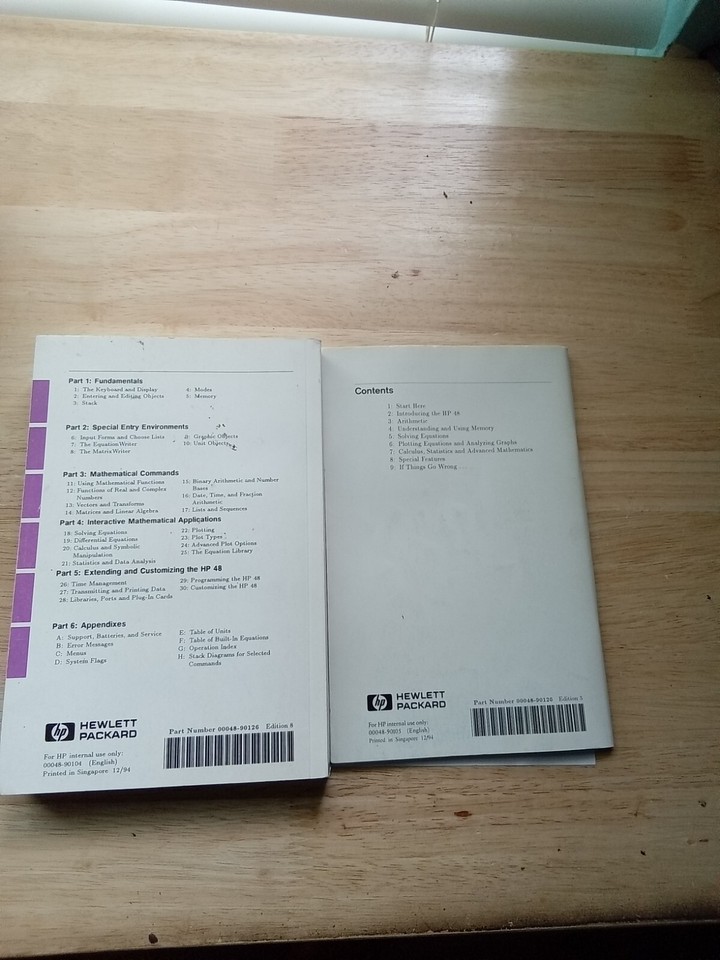 Hewlett Packard HP 48G 48Gx Graphing Calculator User Manual and quick ...