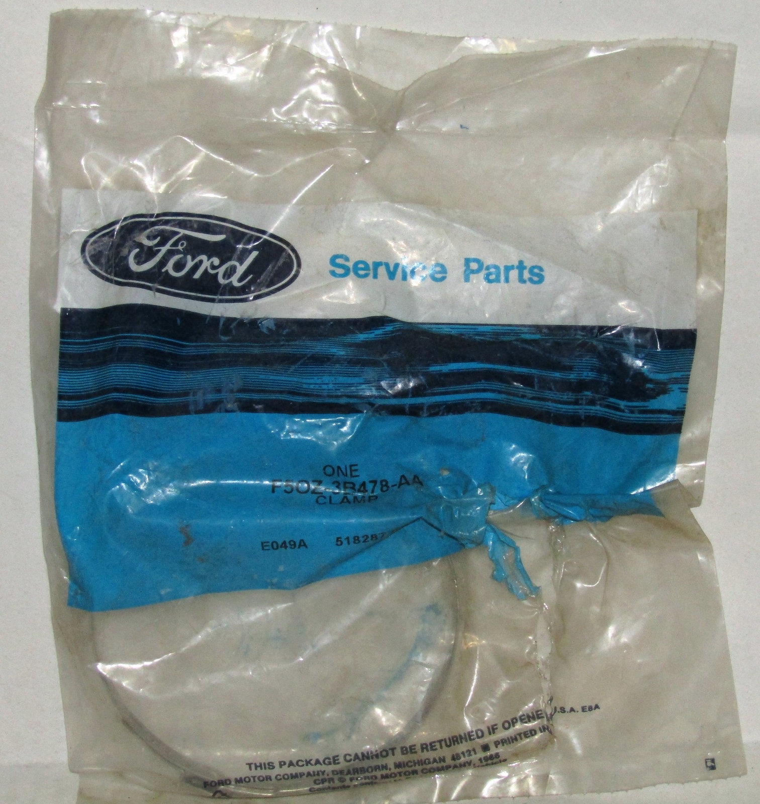 NEW FORD MOTOR COMPANY GENUINE PARTS CLAMP OEM PART NO. F5OZ-3B478-AA ...