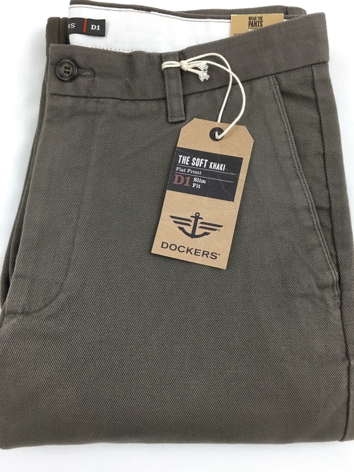DOCKERS GENUINE LEVI'S D1 SLIM FIT FLAT FRONT TROUSERS SOFT KHAKI ...