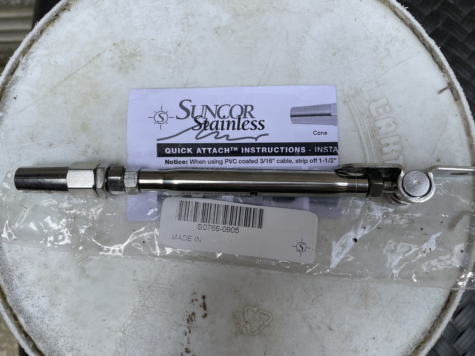 Suncor Stainless Quick Attach Stud & Wall Mount Turnbuckle 3/16 S0766-0905 | eBay