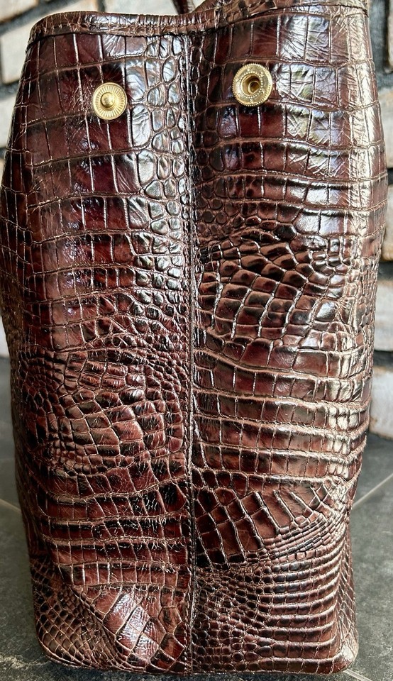 Brahmin Medium CROC EMBOSSED Julian Walnut Shoulder TOTE Melbourne Bag ...